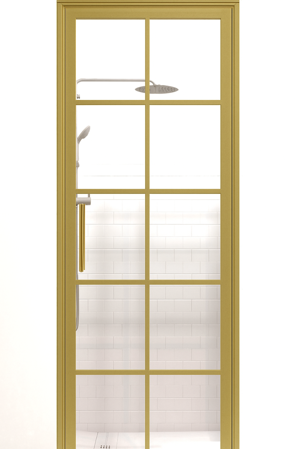Gridscape Colorize Collection – GS1 Swing Shower Door in Gold – divided ...