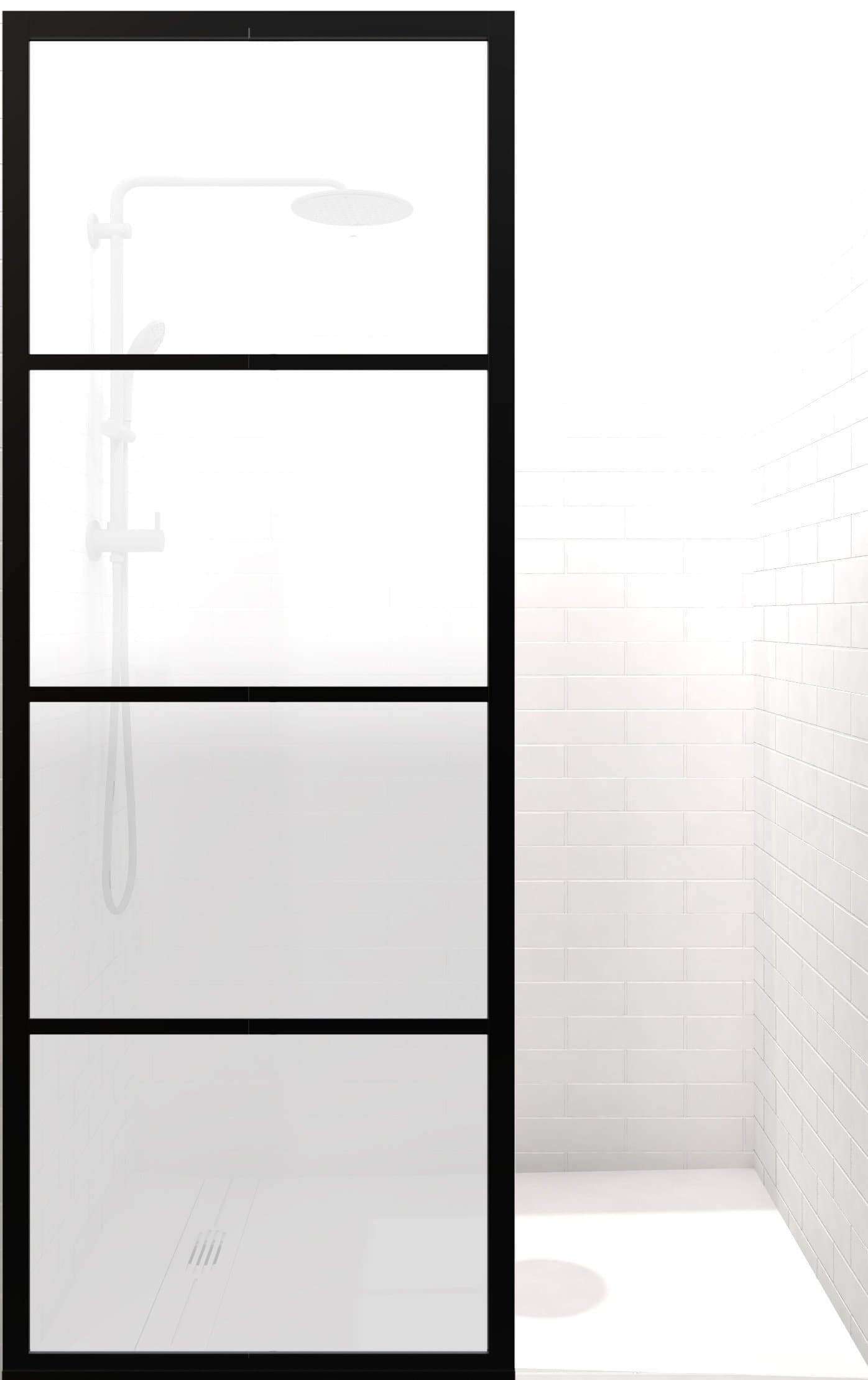 Gridscape GS2 Industrial Style "Steel Framed" Shower Screen in Black ...