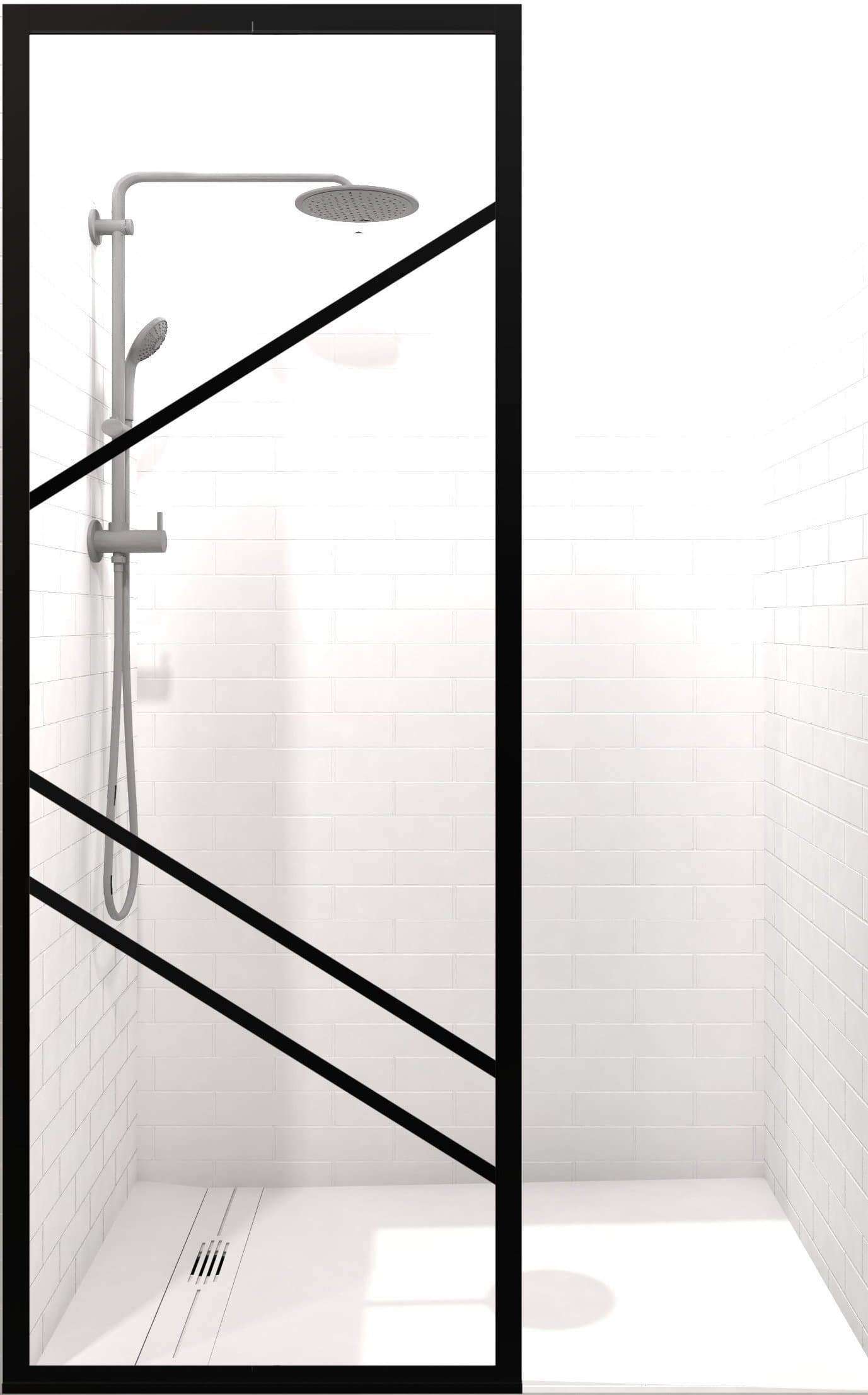 Gridscape GS4 Paradigm Shower Screen in Black with Clear Glass ...